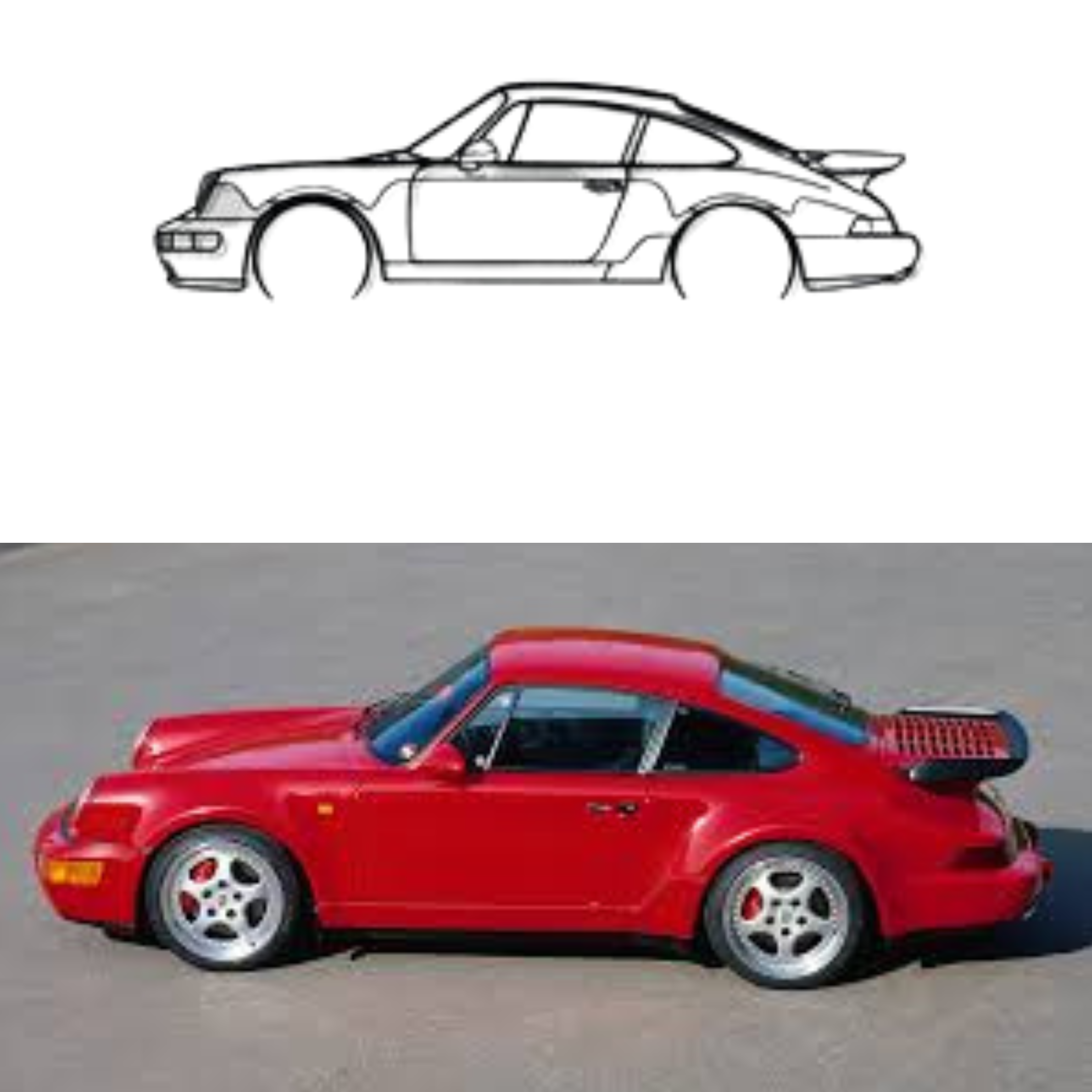 Porsche 911 Turbo model 964 Car Silhouette Metal Wall Art – AutoCuts